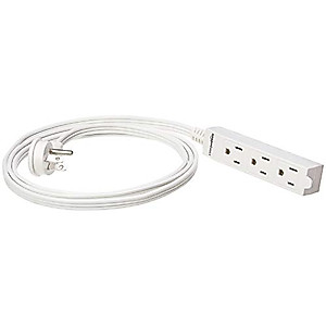 Amazon Basics Rectangular Indoor Extension Cord Power Strip - 6-Foot, 3-Prong ,Flat Plug, Grounded - 13 Amps, 1625 Watts, 125 VAC - 2-Pack, White