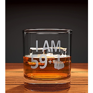 Promotion & Beyond I AM 59 PLUS 1 Whiskey Glass - Funny Sarcastic Finger 60th Birthday Gift