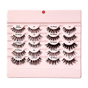 i-ENVY 10 Pairs So Wispy Human Hair Eyelashes Multipack, Natural Dramatic Fluffy False Lashes - Invisible Band, Volume & Curl, Lightweight, Reusable