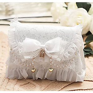 Topin Women's Kawaii Lolita Crossbody Bag Lace Pearls Clutch Casual Cosplay Party Handbag