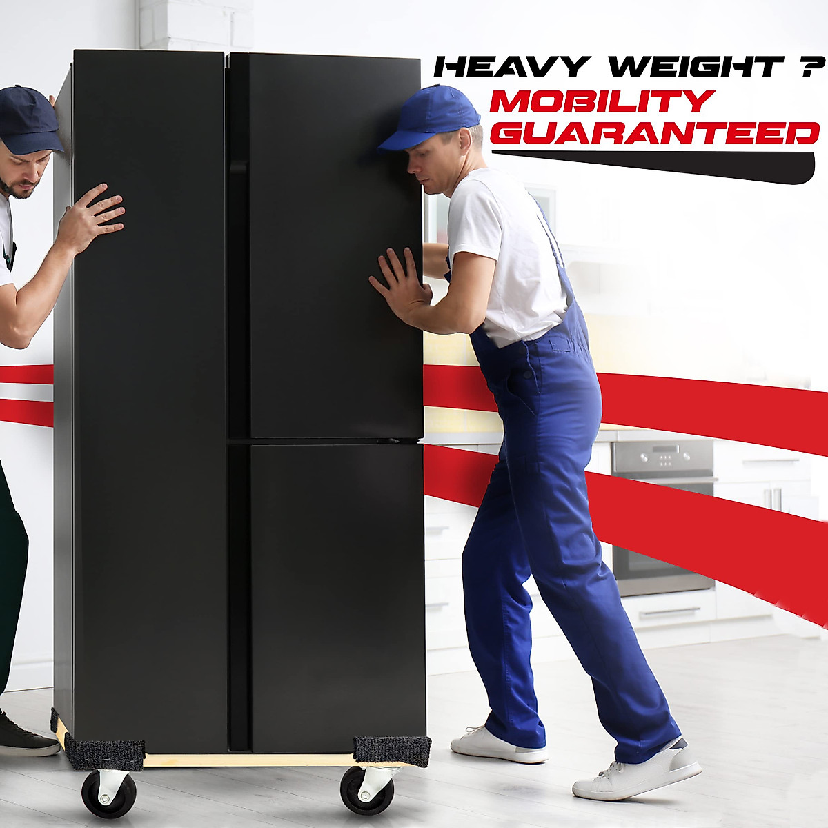 Dolly Cart, Moving Push Cart with Wheels, Carpeted Ends Hardwood Flatbed Movers Dollies, 12” x 18” Platform Truck Trolly Furniture Appliance Carts with a Capacity to Hold 1000 lbs. – by RamPro