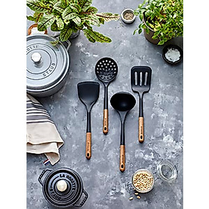 STAUB Tongs, 12.25-inch, Great for Flipping or Turning Foods, Durable BPA-Free Matte Black Silicone, Safe for Nonstick Cooking Surfaces