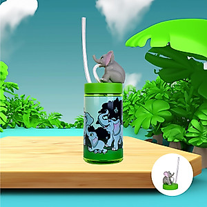 SIP WITH ME Zoo Elephant Cup, Kids Water Bottle, Toddler Cups, Tumbler with Lid and Straw, Travel Sippy Cup for Water or Milk, Kids Cups with Lids for Toddlers 3 and Up, BPA Free Plastic, 12 oz