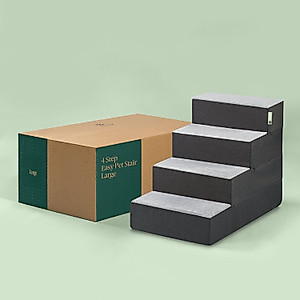 ZINUS Easy Pet Stairs, Pet Ramp, Pet Ladder, Large, Grey