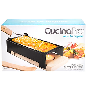 Cheese Raclette w Foldable Handle- Candlelight Cheese Melter Pan w Spatula and 3 Tea Light Candles - Melts in Under 4 Minutes, Small Portable, Great for Dinner Parties, Appetizers, Housewarming Gift