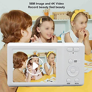 Digital Camera, 56MP 4K Video Camera with 2.7inch 20X Digital Zoom Autofocus, Compact Point Shoot Portable Small Camera with Built in Flash for Teens Students Boys Girls Seniors (Silver)