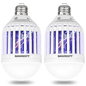 [2-Pack] BANPESTT Bug Zapper Light Bulb 2-in-1 Indoor Mosquito Zapper Gnat Trap- Electric Fly Insect Killer&Bug Catcher for Home Backyard Patio