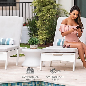 Ledge Lounger Signature Side Table - in Pool Side Table for Pool Ledges up to 10" inches deep - Indoor - Outdoor All Weather Side Table for Porch, Patio, Garden, Backyard, Pool and Beach (Light Blue)
