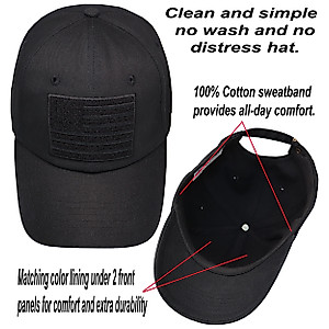 Antourage American Flag Unconstructed Hat for Men and Women Twill Mesh Snapback Baseball USA Flag Cap + 2 Patriotic Patches ((10.8) Black Classic)