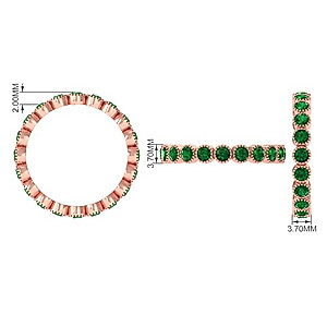 Certified Lab Grown Emerald Full Eternity Band, AAAA Quality, Emerald Wedding Ring for Women- Ready to Gift, 14K Rose Gold, Size:US 7.50