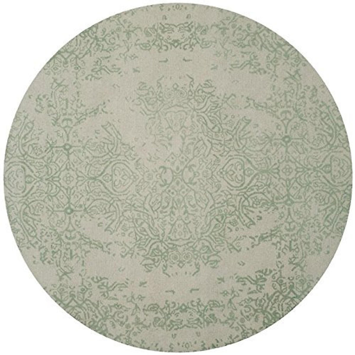 SAFAVIEH Restoration Vintage Collection Area Rug - 8' x 10', Grey & Turquoise, Handmade Distressed Wool, Ideal for High Traffic Areas in Living Room, Bedroom (RVT105C)