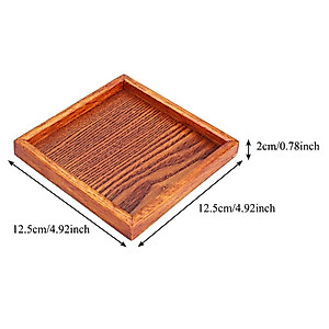 Wooden Trays, Small Square Tray, Tea/Drink Platter, Mini Cup Tray, Portable Small Lovely Square Shape Solid Wood Snack Food Dinning Serving Plate(12.5 * 12.5 * 2)