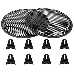 X AUTOHAUX Universal 10 Inch Car Audio Speaker Subwoofer Metal Waffle Grill Cover Protector with Rubber Edge and Clips 2pcs