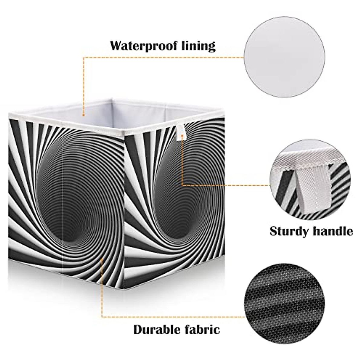 Black Hole 3d Storage Basket Storage Bin Rectangular Collapsible Closet Baskets Toy Storage Box Organizer for Makeup Closet Bathroom Bedroom