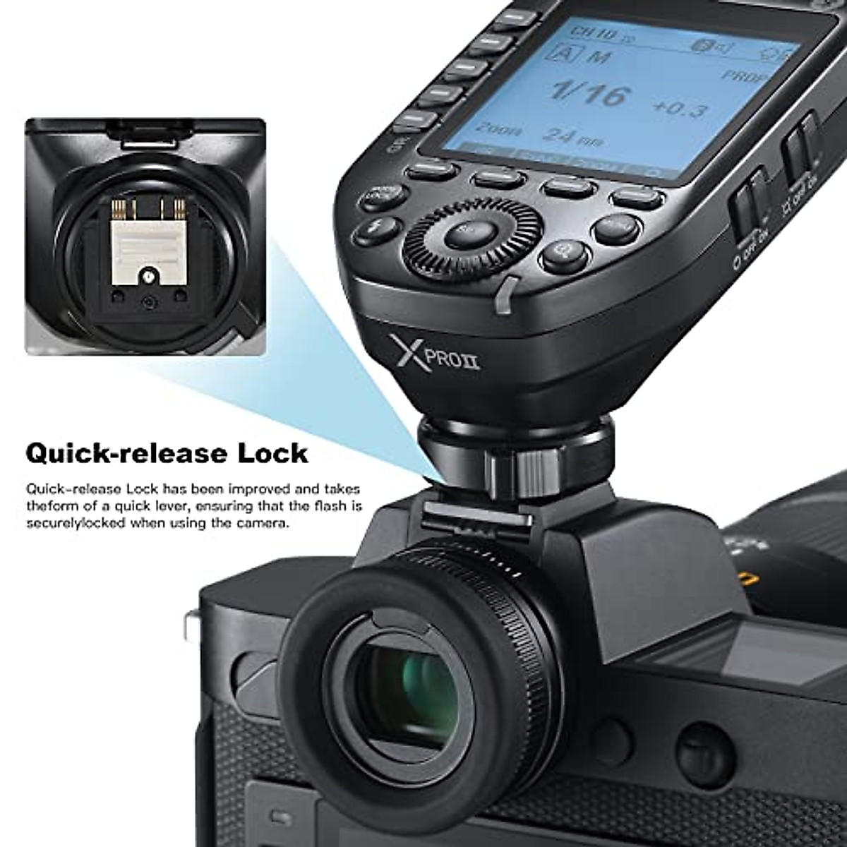 Godox XProII-S TTL Wireless Flash Trigger Transmitter Compatible for Sony Cameras,2.4G 1/8000s HSS,Bluetooth Connection,New Hotshoe Locking,16 Groups and 32 Channels