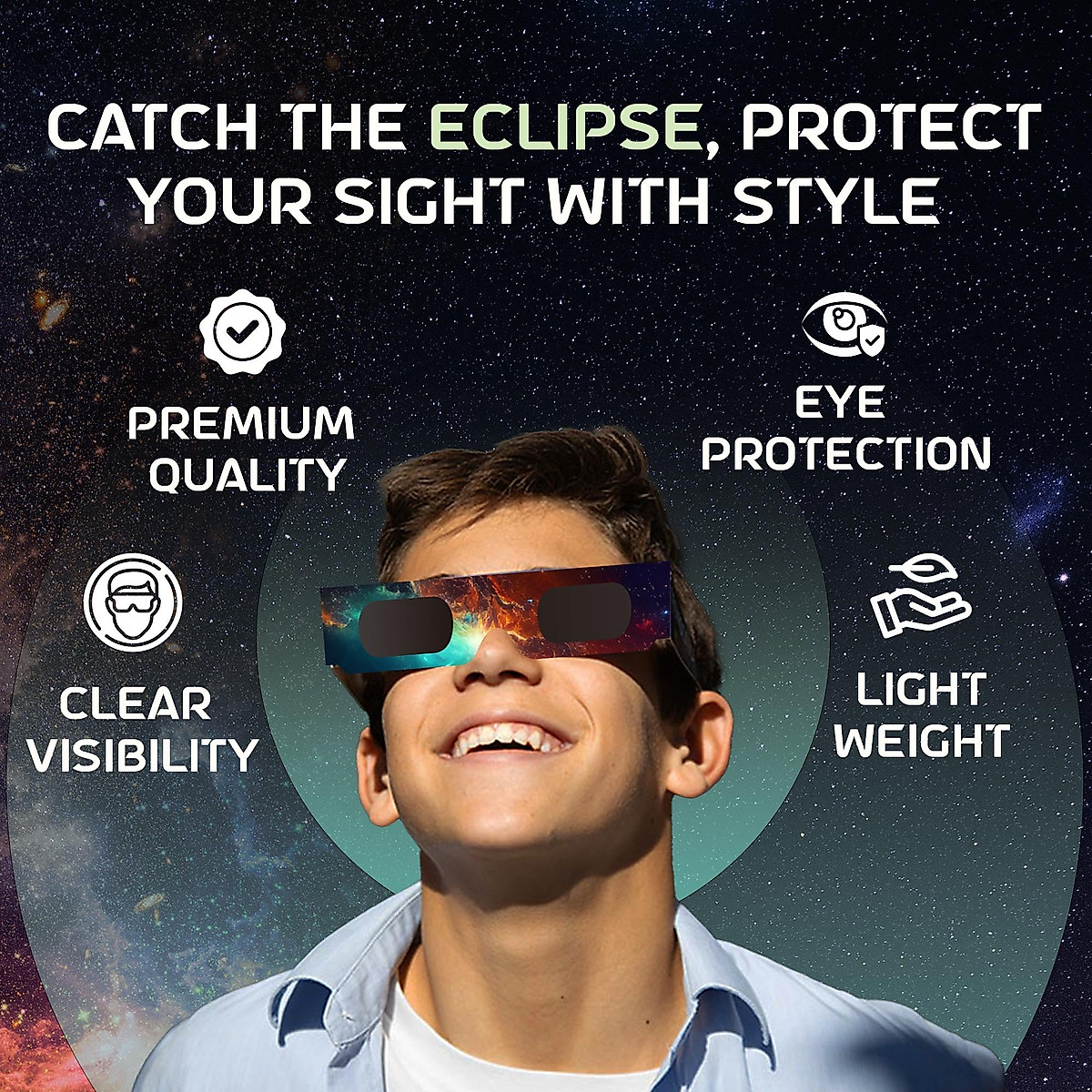 Solar Eclipse Glasses AAS Approved 2024 - [6 Pack] Trusted for Direct Solar Eclipse Viewing - ISO 12312-2 & CE Certified