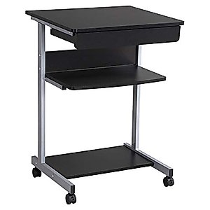 Yaheetech Mobile Lectern Podium Rolling Standing up Desk for Reading - LapTop Stand w/Tilted Top Board & Edge Stopper