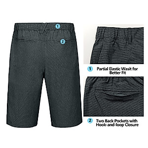 Little Donkey Andy 12 Inch Inseam Golf Shorts for Men Bermuda Quick Dry Elastic Waist Shorts for Hiking Travel Casual Black 2XL