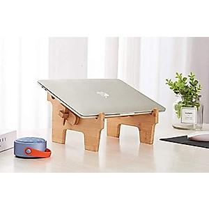 MTWhirldy Laptop Stand Bamboo, Universal Computer Riser Stands Compatible with MacBook Air Mac Pro HP DELL Acer Wood Laptop Holder for Desk (for 11-15inch)