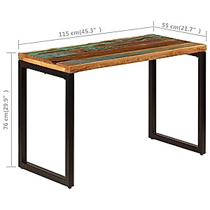 YPWRENH Cocktail Table Snack Table Dining Table 45.3"x21.7"x29.9" Solid Reclaimed Wood and Steel for Dining Room, Kitchen or Living Room