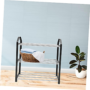 Alipis Shoe Rack Shoe Storage Organizer Freestanding Shoe Cabinet Shoe Shelf Shoe Holder Shoe Stand Metal Organizer Shelf Three-Layer Shoe Storage Rack Stainless Steel Storage Bag Plastic