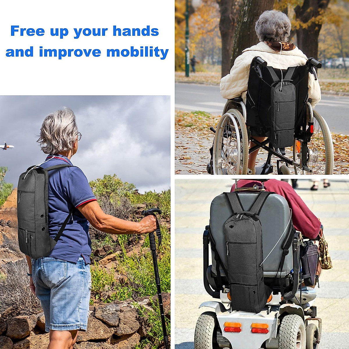 iGuerburn Oxygen Tank Backpack Size D, Portable Oxygen Backpack for D/M15 JD/M22 Cylinder Bag O2 Tank Carrier Holder for Travel (Black)