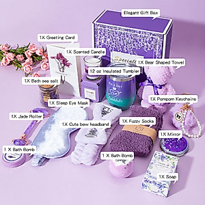 Birthday Gifts for Women,Gifts for Her Purple Gifts Basket for Women Lavender Relaxing Gift Set Self Care Package Unique Female Gift Ideas Birthday Presents Female Friendship Gifts Christmas Gifts