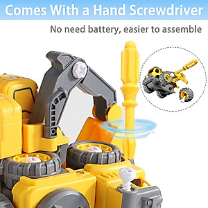 EDPOFUL Take Apart Robot Toys for Boys Construction Vehicles Assembled into 5-in-1 Robot by Big Screw Educational Building Sets with Drill Birthday STEM Gift for Kids 5-7 (13 inch,133Pcs)