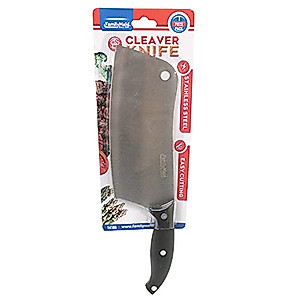 7 inch Butcher Knife Stainless Steel Meat Cleaver Professional Chef Kitchen Knife, Black, 1