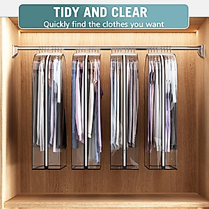 Liuoud Clear Garment Bag For Hanging Clothes- 4 Pack 10” Gusseted Suit Bags For Closet Storage, Plastic Clothes Storage Bag For Suit Coat Dress, fur, Closet Cover For Open Closet