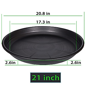 SAUCERHOME Plant Saucer Pot Tray 20 inch, 1 Packs 21 inch (17 inch Base) Plastic Flower Planter Saucers Drip Trays for Indoors Outdoors, Thick Heavy Sturdy Durable Plant Plate Water Catcher (Black)