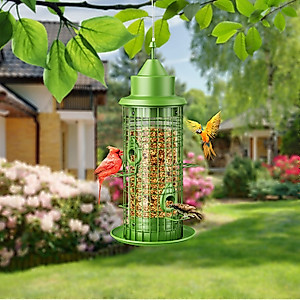 Bird Feeders for Outdoors Hanging, Squirrel Proof Wild Bird Feeder for Outside, Metal Hanging Bird Seed Feeders for Cardinal, Finch, Sparrow, Blue Jay, 3LBs, 4 Ports, Chew-Proof, Weather-Resistant