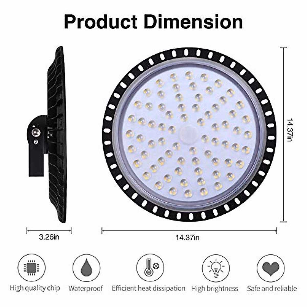 300W UFO LED High Bay Light lamp Factory Warehouse Industrial Lighting 39000 Lumen 6000-6500K IP67 LED Commercial Lights- Warehouse LED Lights- Bay LED Shop Lights for Garage Factory Workshop Gym