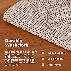 Bean Products Hemp Washcloth - Loose Weave Design for Effective Cleaning - Open Knit Exfoliating Wash Cloth - Fast Drying, Anti-Fungal, Eco-Friendly Hemp & Organic Cotton - 10” x 12”, 1 Pack