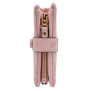 COKOK RFID Blocking Small Women Wallet Soft PU Leather Ladies Wallets Bifold Purse Zipper Pocket Card Case Purse Mini Wristlet Clutch with Wrist