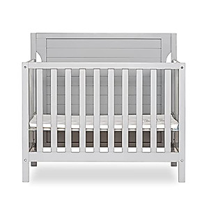 Dream On Me Bellport 4 in 1 Convertible Mini/Portable Crib in Pebble Grey, Non-Toxic Finish, Made of Sustainable New Zealand Pinewood, with 3 Mattress Height Settings