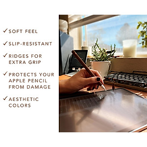 Blue Dune Studio Apple Pencil 2nd Generation Protective Sleeve Cover Grip, Apple Pencil Case, Compatible with Magnetic Charging and Double Tap, Boho Neutral Colors (Brown/Beige 2-Pack)