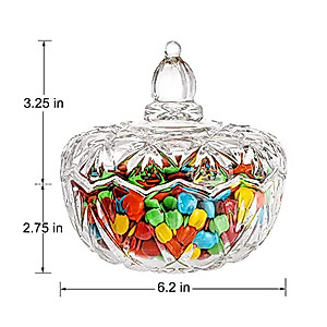 Youeon Set of 4 Glass Candy Dish with Lid, 6.2" Decorative Candy Bowl, Crystal Candy Jar, Cookie Jar, Jewelry Dish, Covered Candy Jar for Kitchen, Home, Office Desk, Candy Buffet