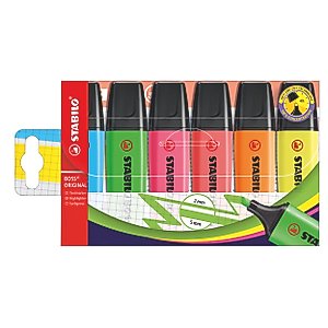 STABILO Highlighter BOSS ORIGINAL - Pack of 6 - Assorted Colors