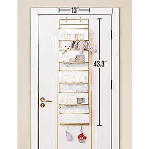 MYTHAUS Over Door Hanging Organizer - Wall Mount Closet Organizer 5-Shelf, Back of Door Bathroom Organizer with Clear Window,Storage for Baby Nursery/Pantry/Bedroom/Make up (White Marble)