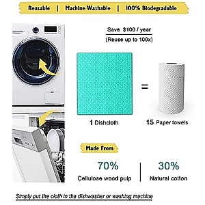 MoLKENE Swedish Dish Cloths - 10 Pack Reusable Kitchen Dishcloths - Ultra Absorbent Dish Towels for Washing Dishes - Cellulose Sponge Cloth Cleaning Rag - Assorted