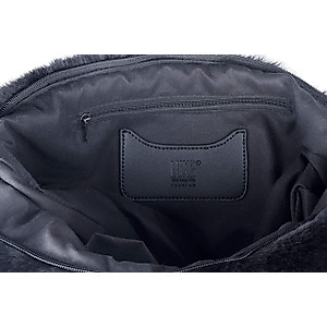 Luxe L 100% Faux Fur Tote Bag for Women Soft Modern Spacious Utility Tote Handbag with Fully Lined Interior, Black