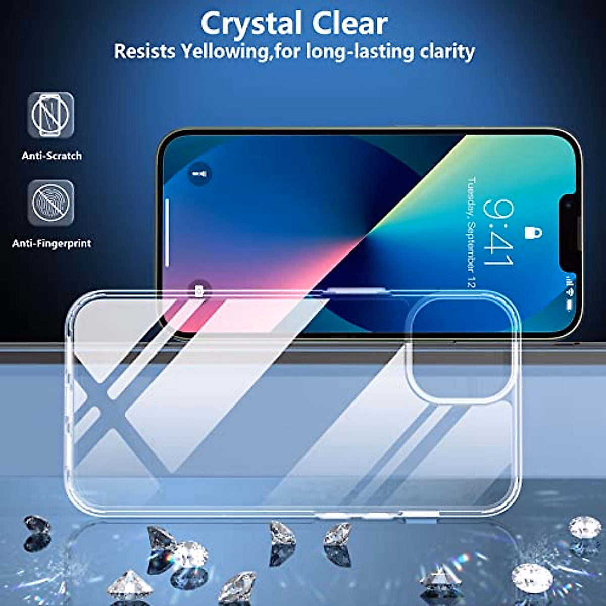SPIDERCASE for iPhone 13 Mini Case, [10 FT Military Grade Drop Protection] [Crystal Clear] [2+Tempered Glass Screen Protector] [Not Yellowing] Shockproof Slim Thin Case, Clear