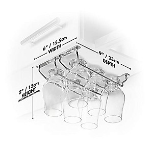 CairnCradle Whiskey Glass Rack - Under Cabinet Whisky Tasting Glasses Holder Storage Hanger Metal Organizer for Bar Kitchen (2 Across x 3 Deep, Polished Stainless)