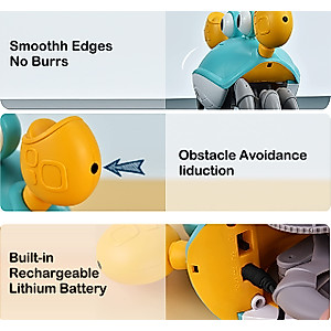 scientree Crawling Crab Baby Toy with Light Up and Music , Toddler Interactive Toys with Sensor Obstacle Avoidance Function,USB Rechargeable, Fun Moving Toy for Babies, Toddlers and Kids