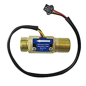 DIGITEN G1/2" Male Thread Brass Water Flow Sensor, Hall Effect Sensor Flow Meter Flowmeter Counter 1-25L/min