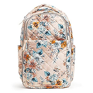 Vera Bradley Women's Performance Twill Travel Backpack Travel Bag, Peach Blossom Bouquet, One Size
