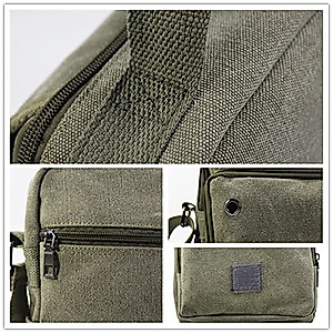 CR Canvas Small messager Mini shoulder bag Travel purse with strap adjustable cellphone key bag (Army green) sling bag everday use bag with slutch and eaphone line hole on the bag