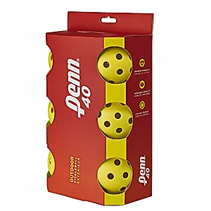 Penn 40 Outdoor Pickleball Balls - 6-Pack - Softer Feel for Recreational & Club Play - USAPA Approved