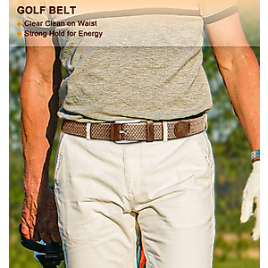 BULLIANT Stretch Belt Men,Mens Gift Woven Braided Web Belt 1 3/8 for Golf Casual Pants Shirts Jeans(Beige,46"-50" Waist Adjustable)